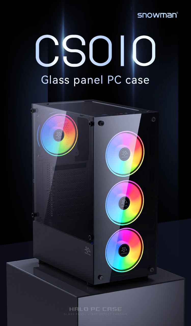 SONWMAN ATX Gaming Computer Case Popular Full View Tempered Glass Panel ...