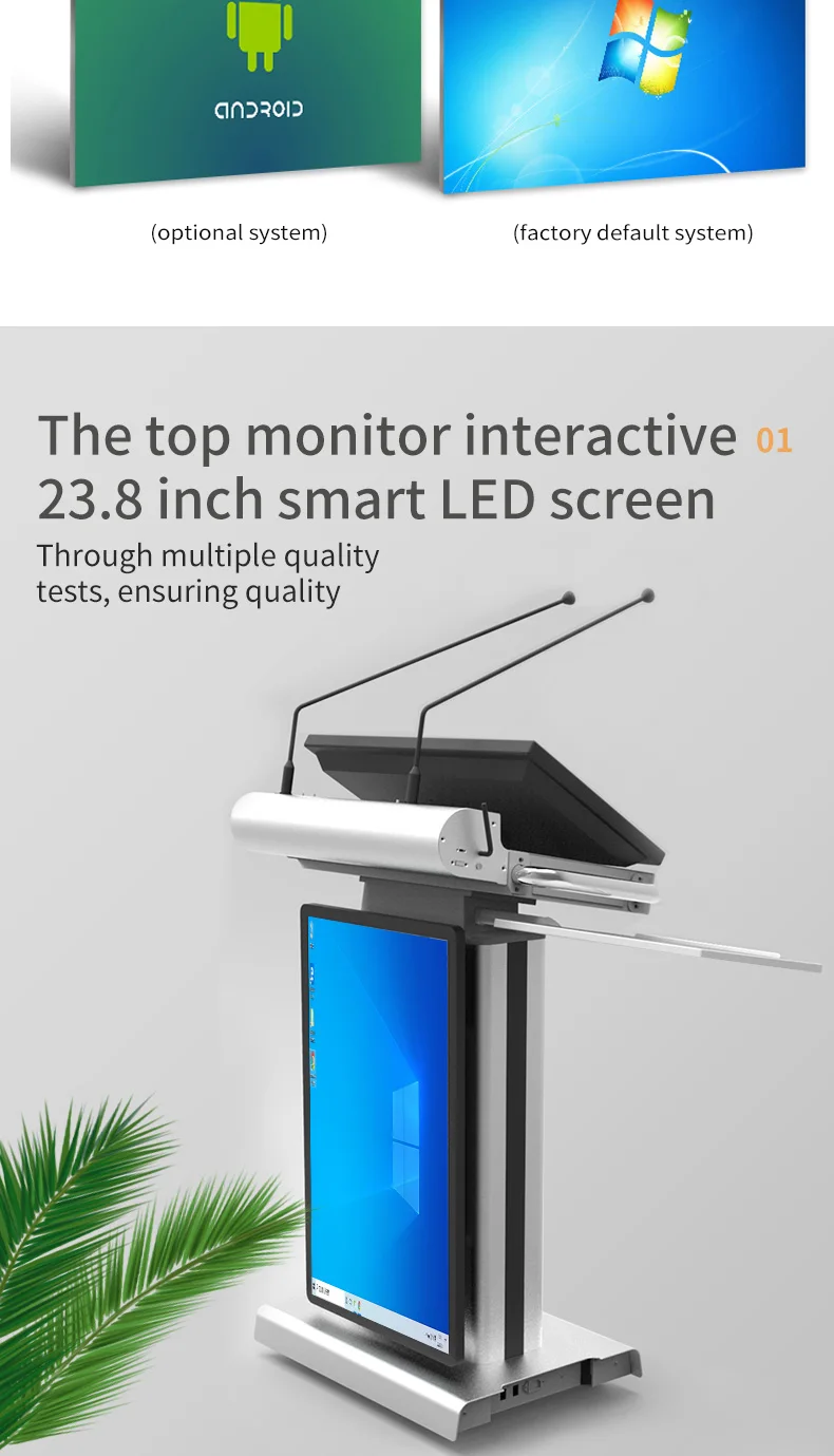 Smart Podium with Wireless Microphone - Multimedia Lectern