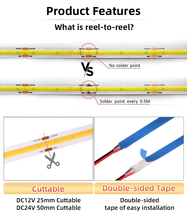 COB LED Strip Lights - High Density 6500K for Kitchen & Decor