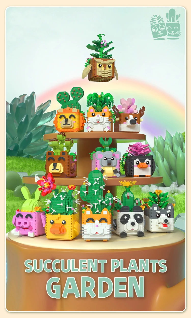 Pet Orange Cat Blocks Model Toys 834PCS Train Animals Bricks