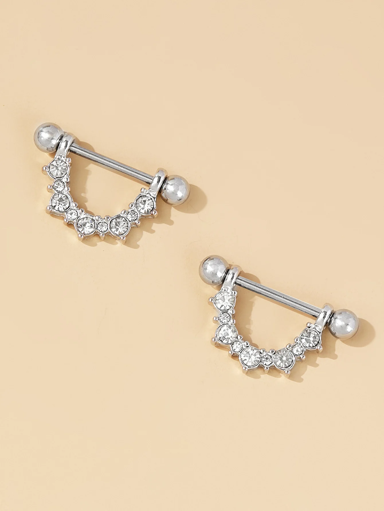 Luxury Shinning Rhinestones Unique Nipple Ring Surgical Titanium ...