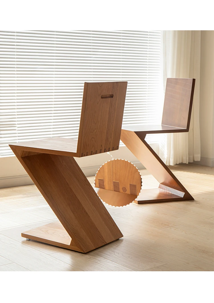 Zig Zag Dining Chair - Solid Wood Wabi-Sabi Nordic Style