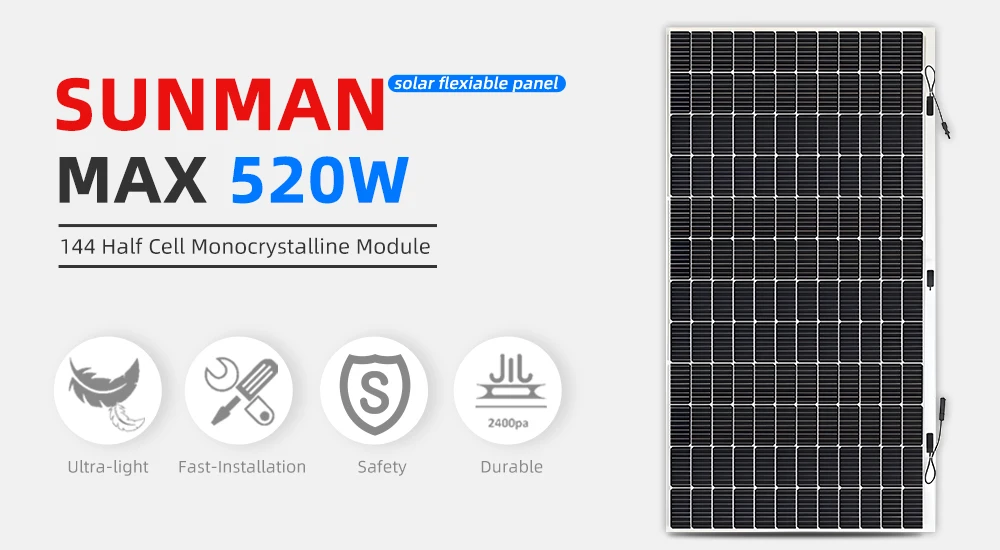 Hot Sale Sunman 100w 430w 520w Lightweight Mono Perc Flexible Solar ...