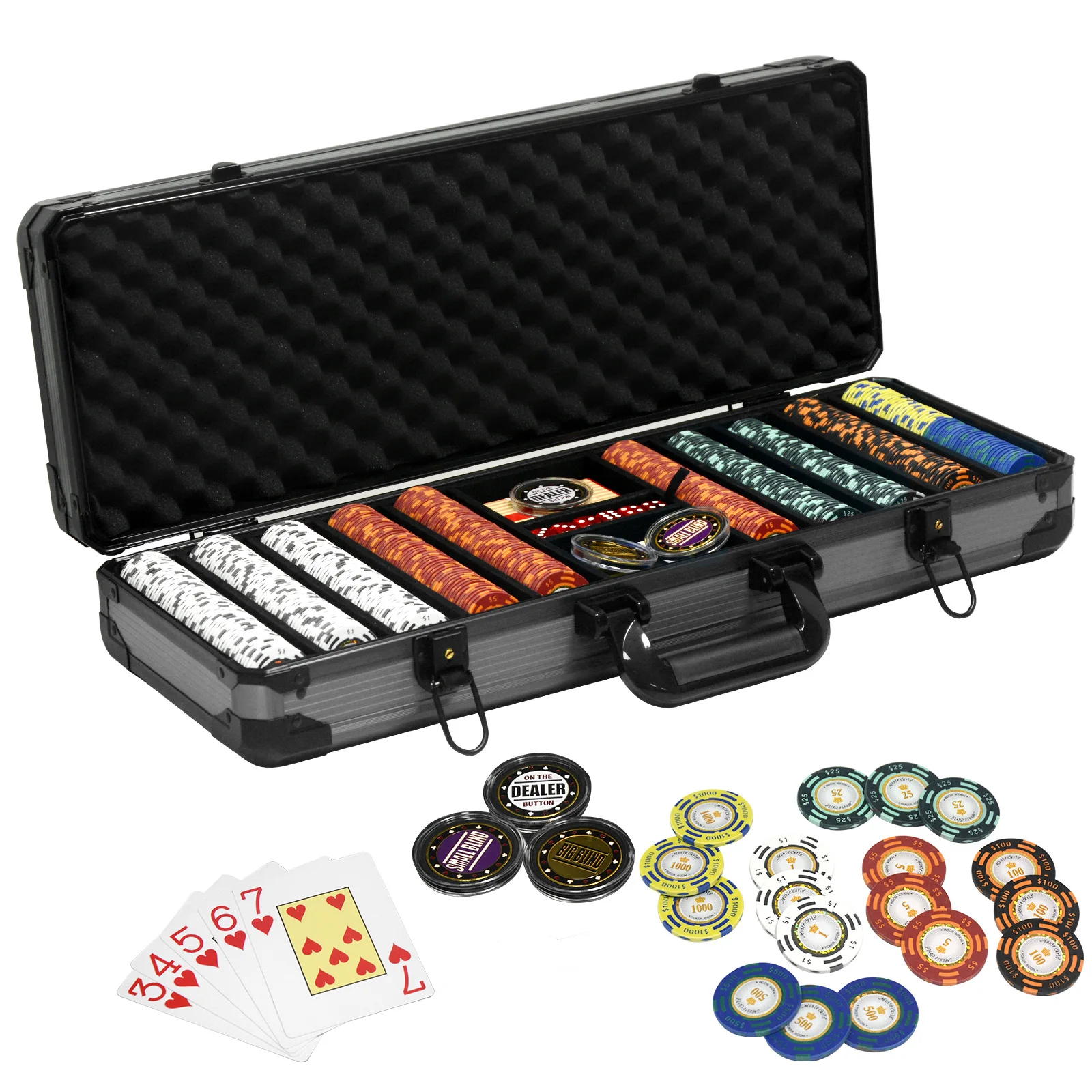 custom various colors with aluminum suitcase casino 500pcs clay poker ...