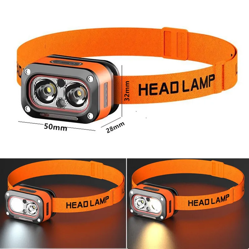 White Warm Red Light Digital Power Display Motion Sensor LED Headlamp ...