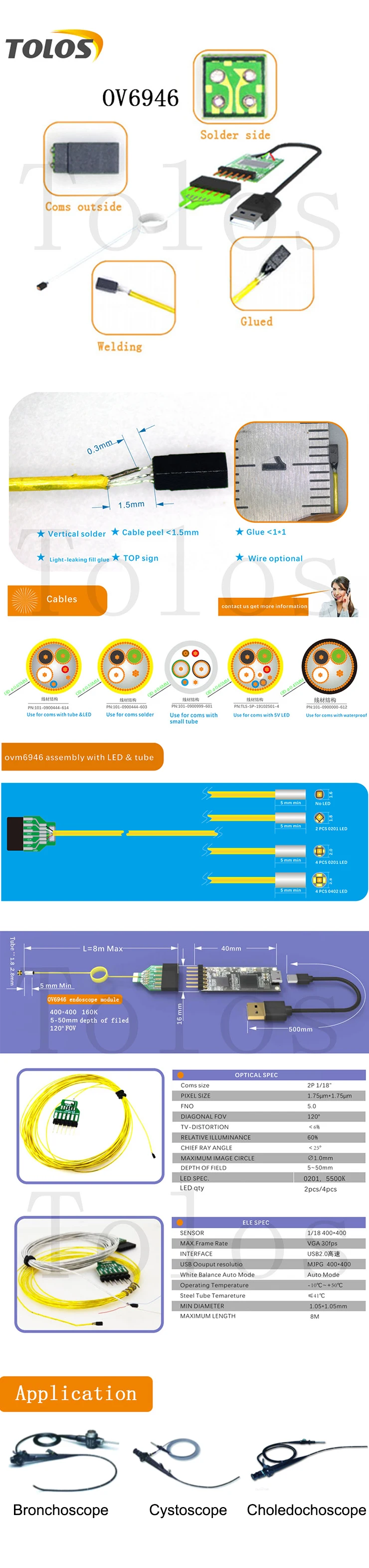 2.3mm OCH2B10 Endoscope Camera Module - 2 Megapixel CMOS
