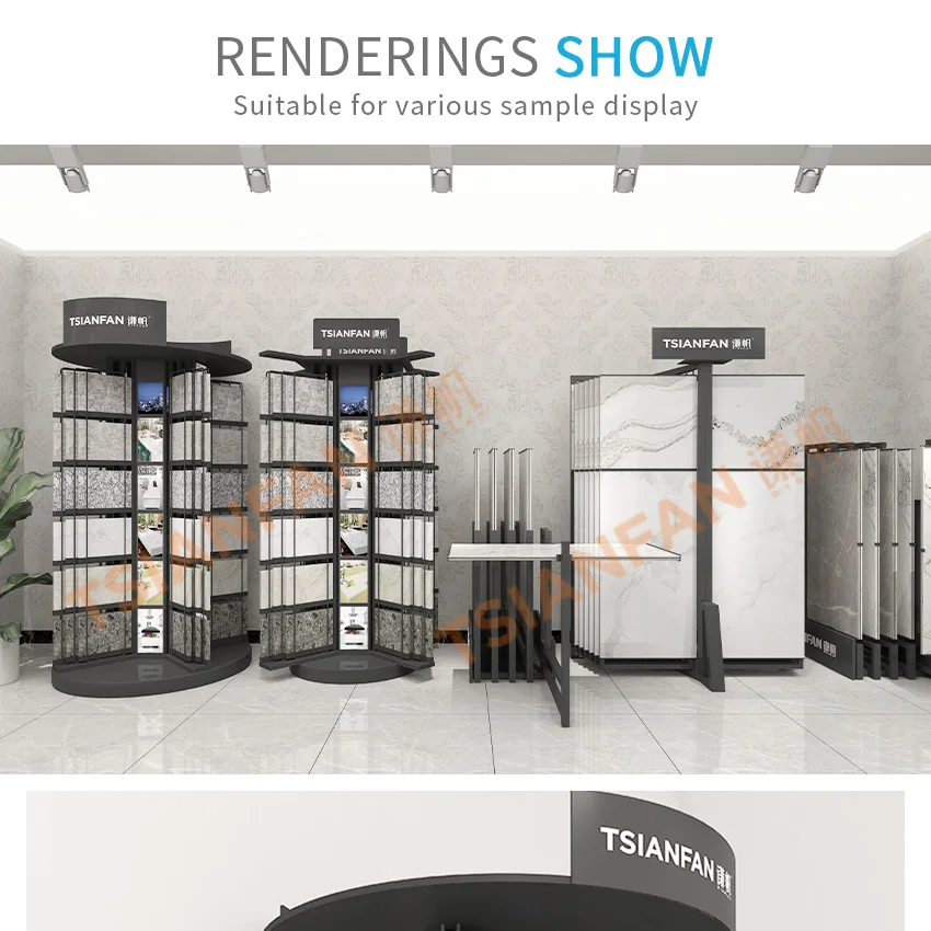 Modern Style Rotating Showroom Wood Floor Standing Quartz Display Rack ...