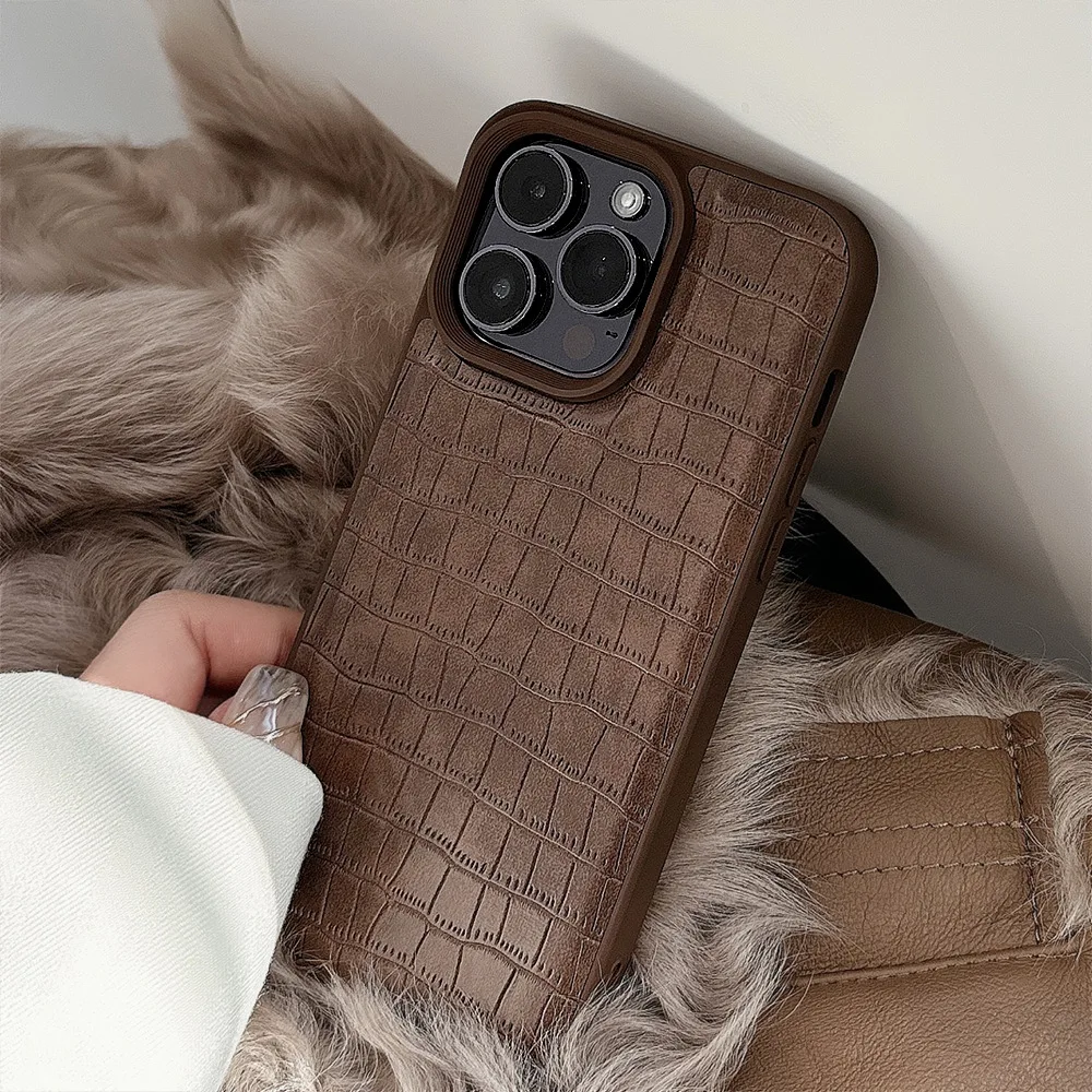 Personalized Retro Brown Crocodile Skin Pattern Phone Case for iPhone ...