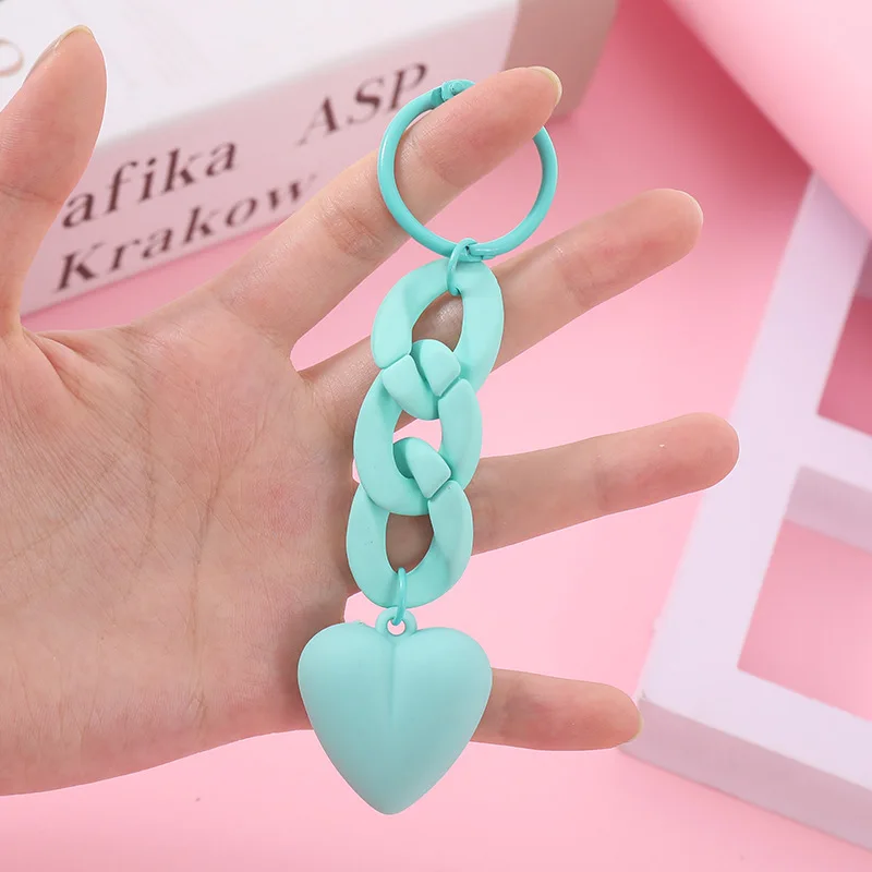 Handmade Heart Keychain Acrylic Plastic Link Chain Key Ring For Women ...