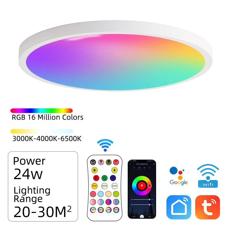 Modern Smart Ceiling Lights Colorful RGB Remote Control APP Home Smart ...