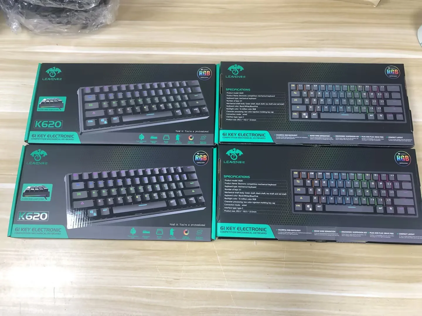 LEAVEN K620 Mechanical Keyboard - 61 Keys with LED Backlit