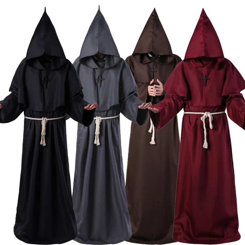 Medieval Hooded Monk Renaissance Priest Robe Costume Cosplay - Buy Monk ...