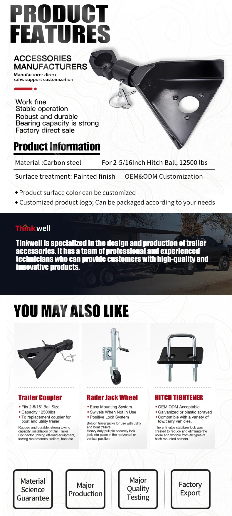 A-frame Heavy Duty 5000lbs Hitch Ball Coupler Size 2" Trailers Parts ...