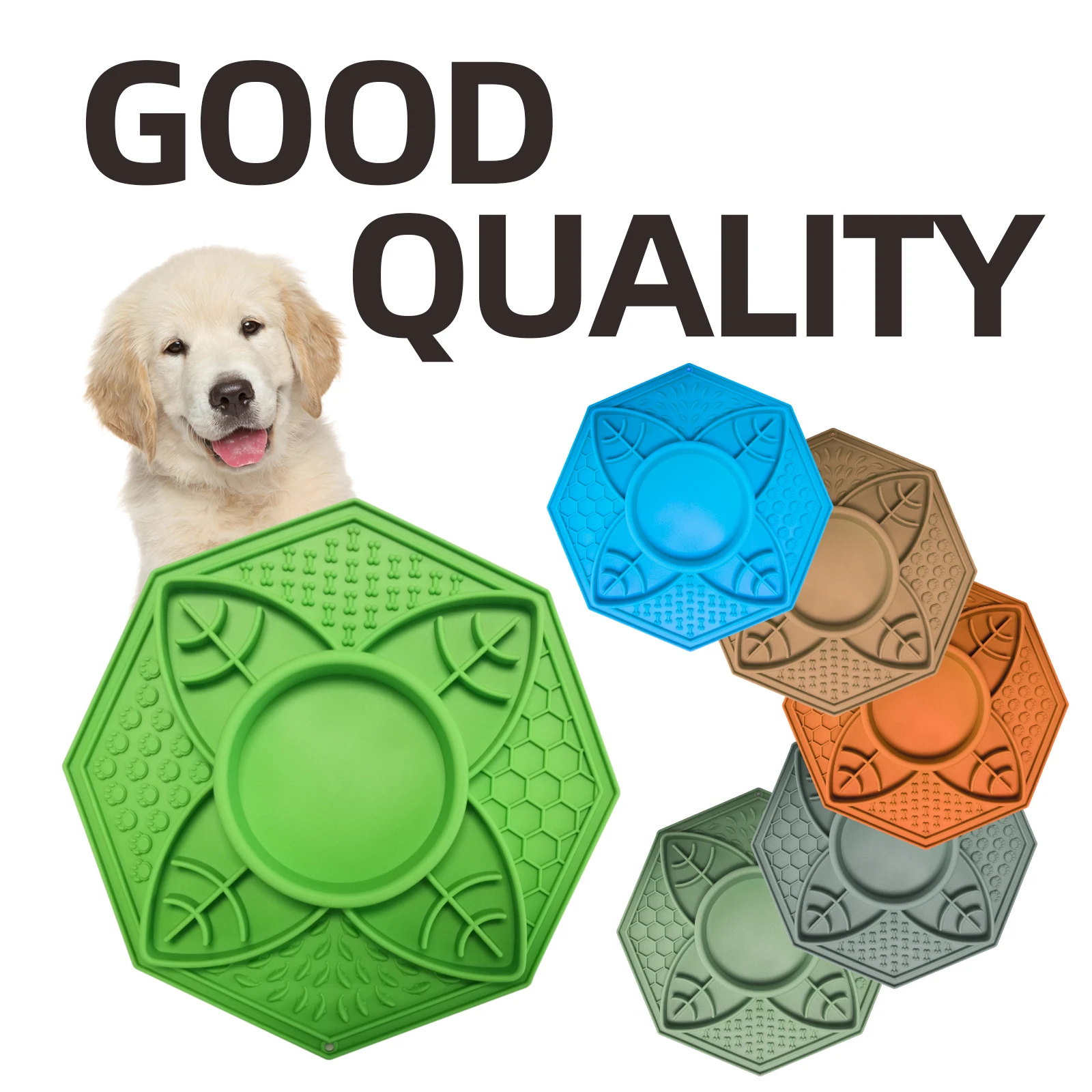 Zmaker Customizable Silicone Octogon Shaped Dog Flower Lick Mat All-in ...