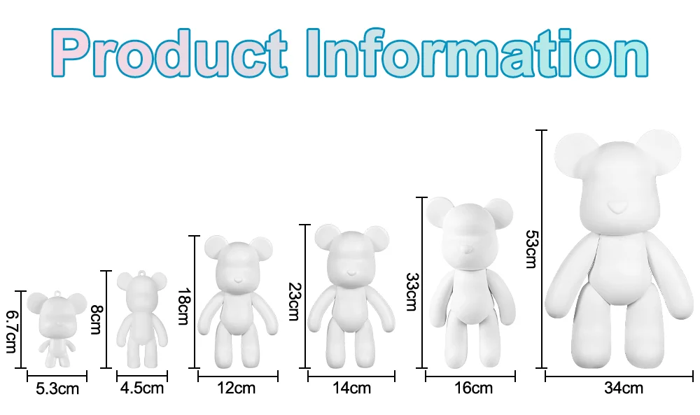 KHY Cute DIY Bear Painting Bearbrick 1000% White Figurine