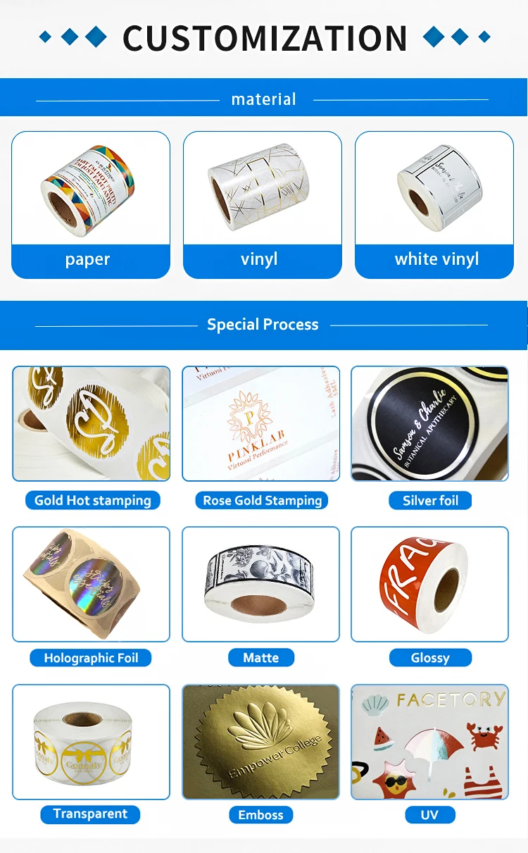 Custom Business Logo Printing Adhesive Gold Paper Label Embossed ...