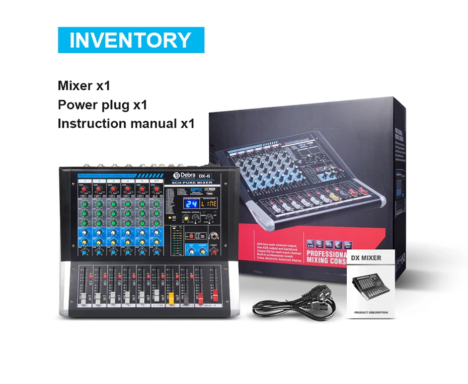 Debra Audio Dx-6 6channel Audio Mixer Dj Mixing Console With Soundcard ...