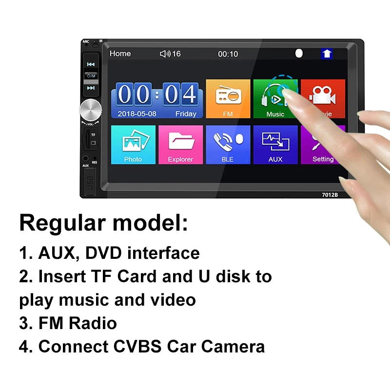 Bt Fm Aux Audio 2 Din Car Radio Android Auto Ios Carplay 7 Inch Touch Screen Car Mp5 Player With ...