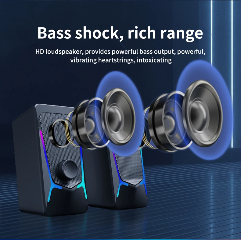 Rgb Led Pc Speakers 2.0 Channel Stereo Sound & Volume Control