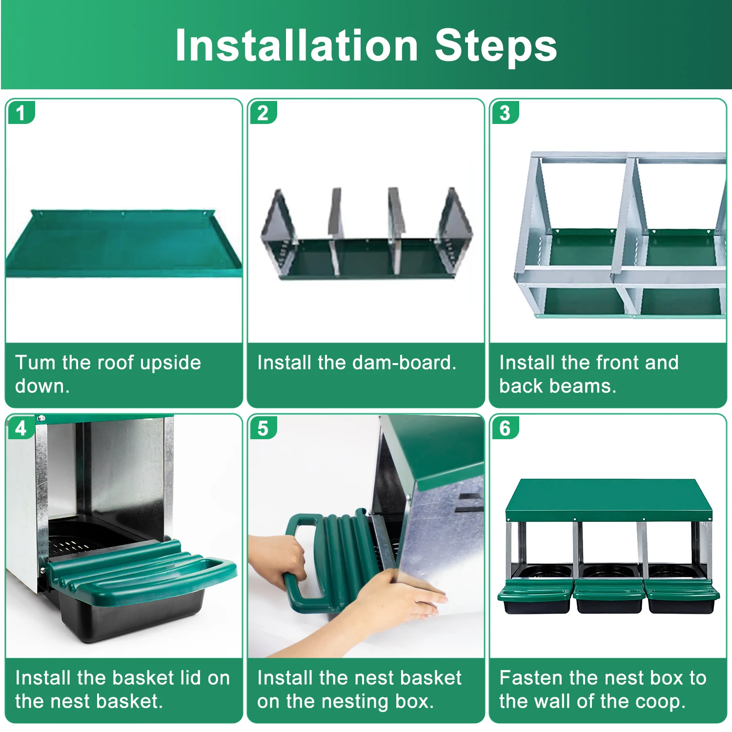 Heavy Duty Chicken Coop Nesting Box 3 Compartment Roll Out Nesting Box ...
