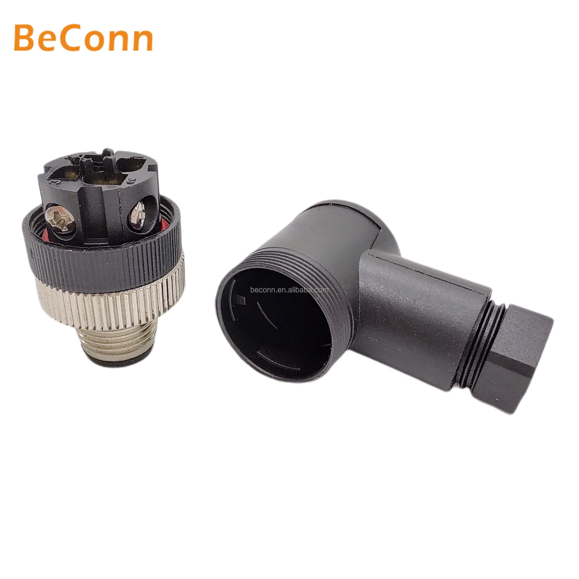 Iec Standard M12 Screw Threaded 4pins Right Angled Male Plug Assembly ...