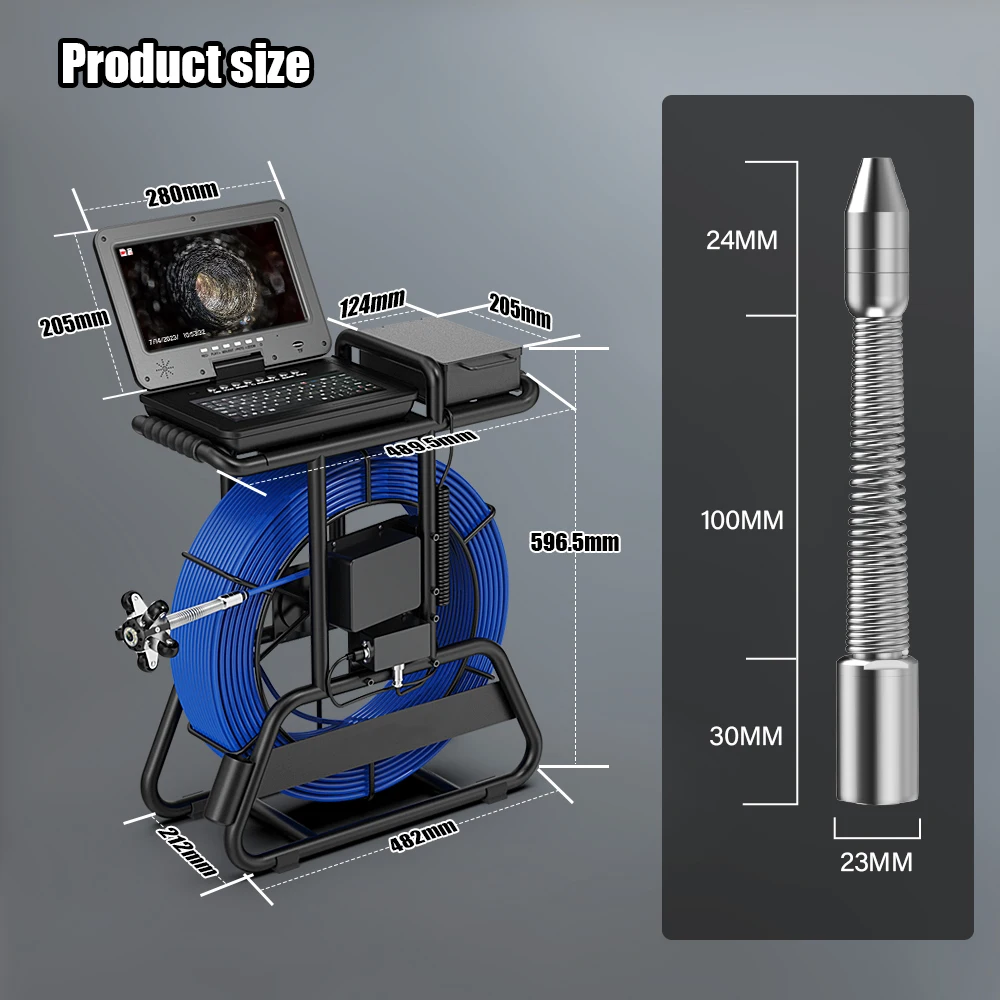 100M Sewer Pipe Inspection Camera - 1080P, IP68 Waterproof