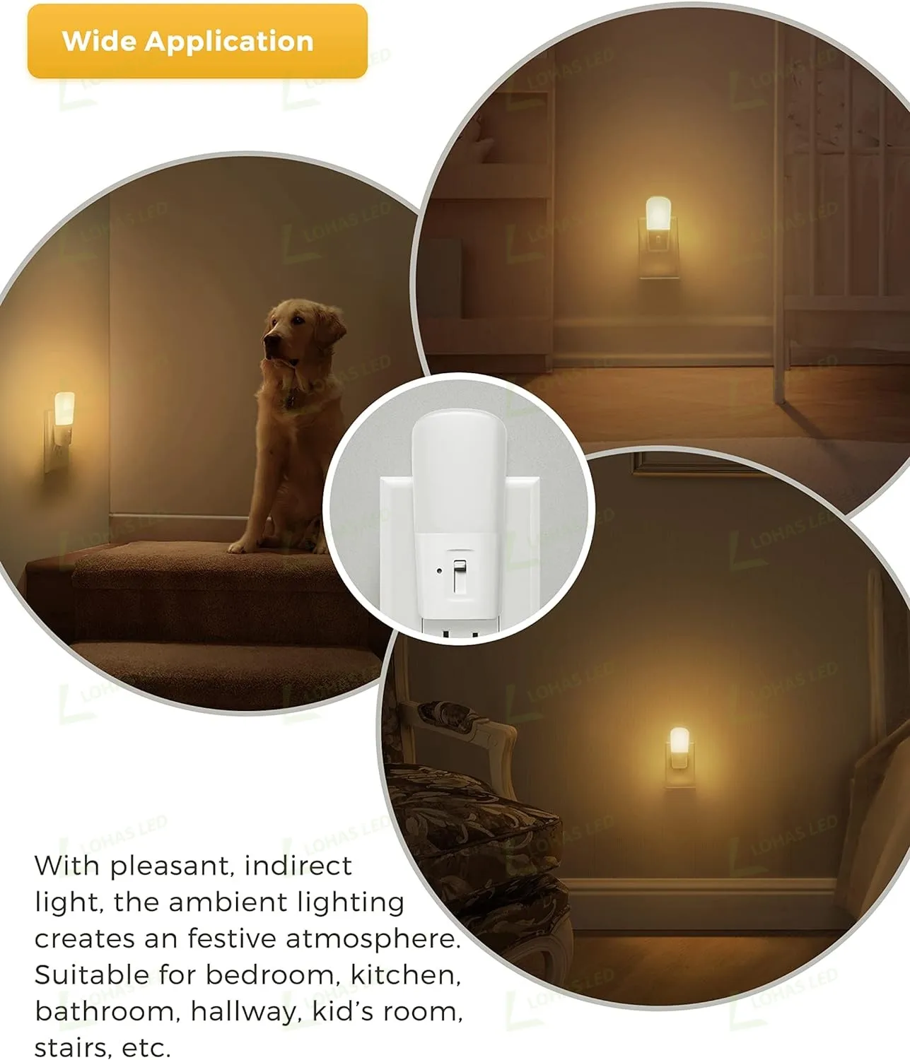 LOHAS Dimmable Night Light Dusk to Dawn Sensor Nightlight Bed Lamp ...