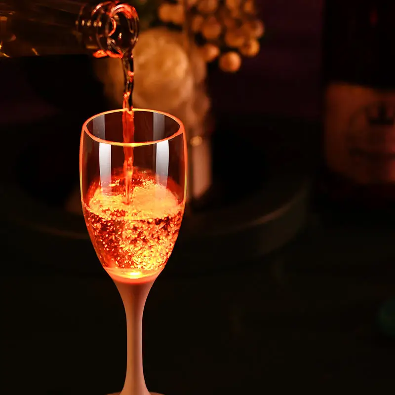 Custom Logo Champagne Flutes with LED Light up Wine Glasses