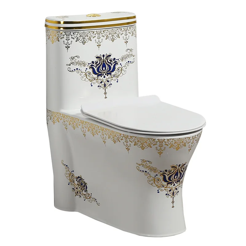 Alibaba.com: Golden colored ceramic toilet bowl with flower design ...