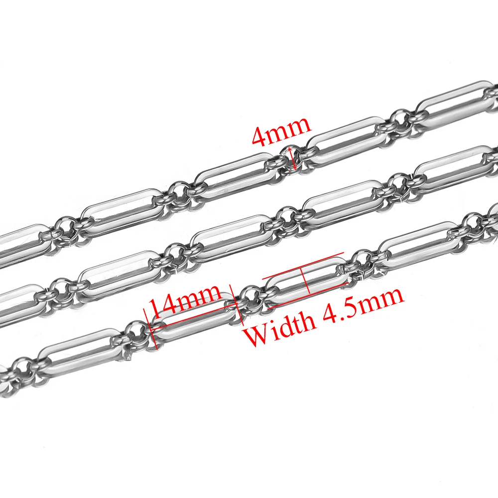 Stainless Steel 4mm Round Pearl 4.5mm Wide Long Flat Chains for Jewelry ...