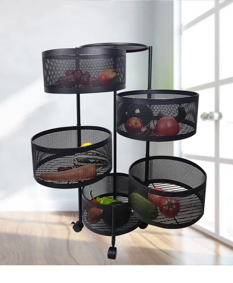 Multilayer Rotatable Kitchen Storage Fruit Rotating Baskets Vegetable ...