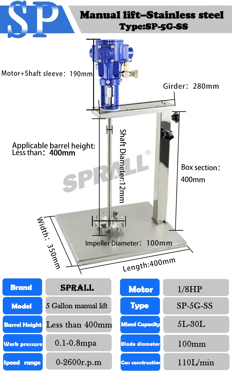SPRALL Industrial Liquid Mixer - High Efficiency & Safety
