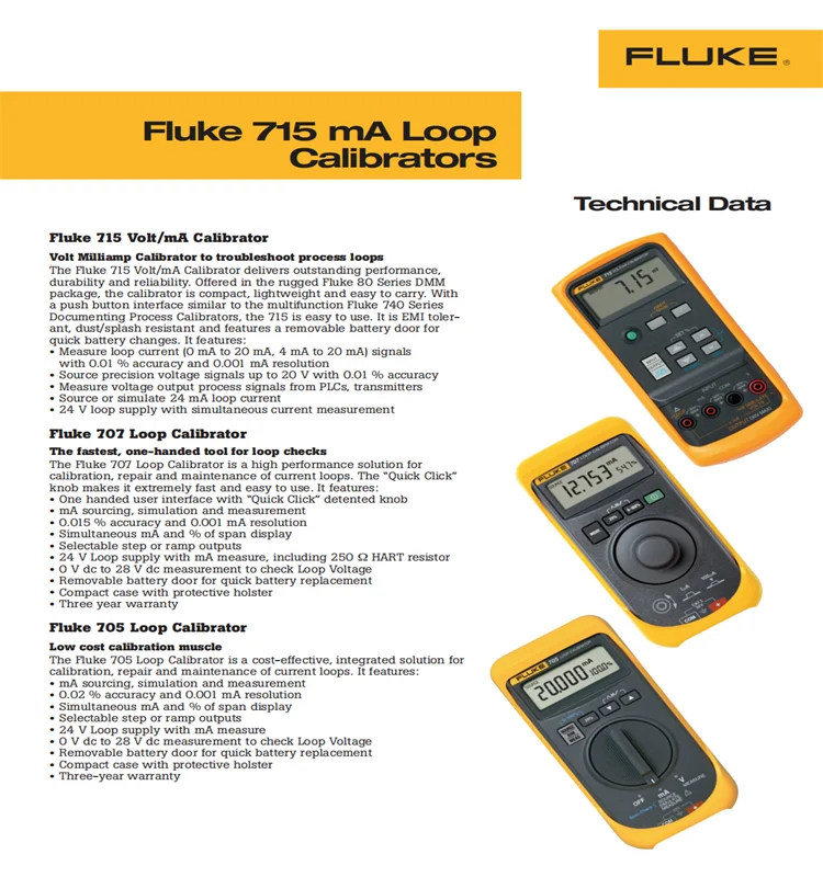 Fluke 715/707/705 Volt/ma Loop Calibrator - Buy Fluke 715 Volt/ma Loop Calibrator,Fluke 707 Volt ...