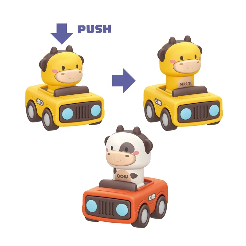 4pcs Cute Cartoon Cow Push Press The Inertia Car Toys For Baby - Buy ...