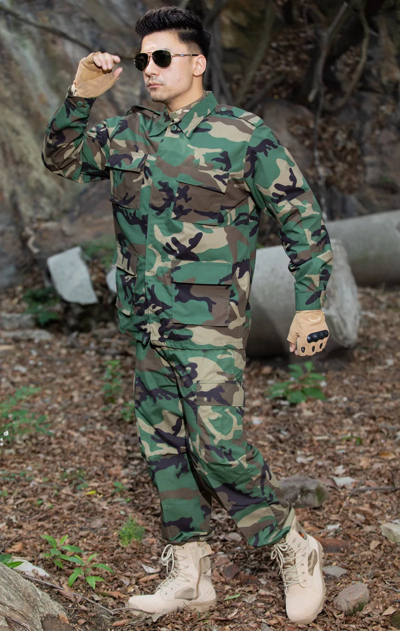 Tactical Combat Security Guard Woodland Camouflage Shirt And Pants Bdu ...