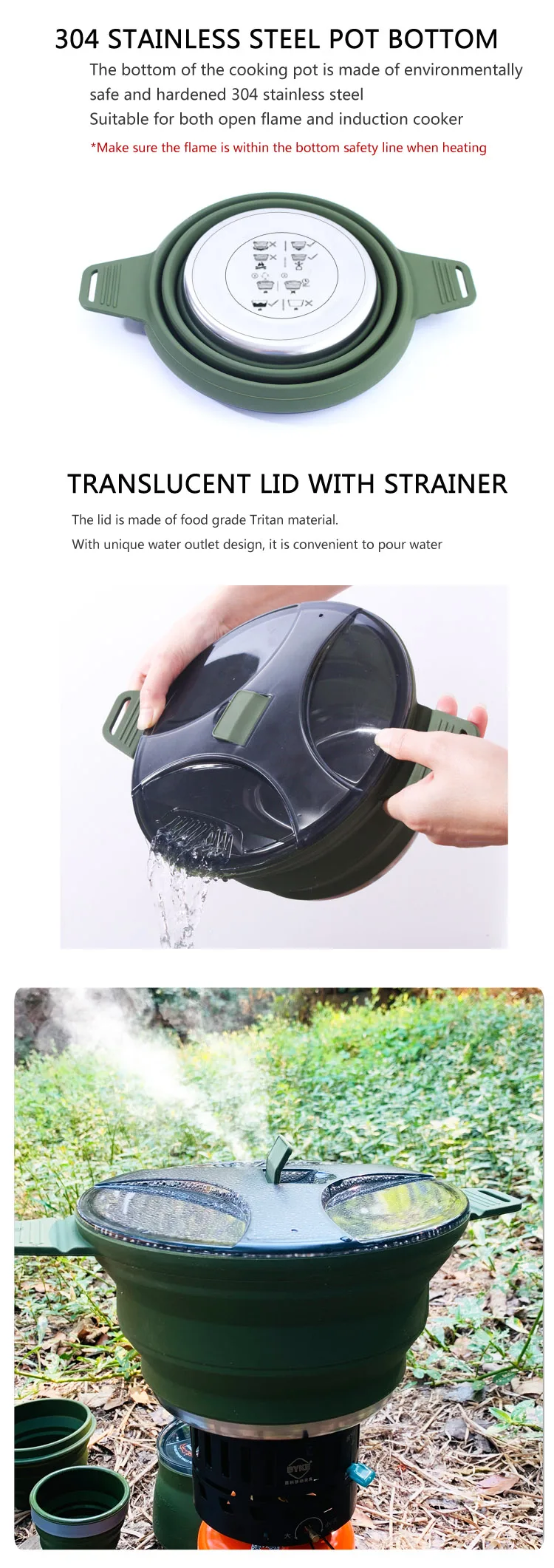 2.5l New Product Custom Silicone Collapsible Camping Cook Pot - Buy ...