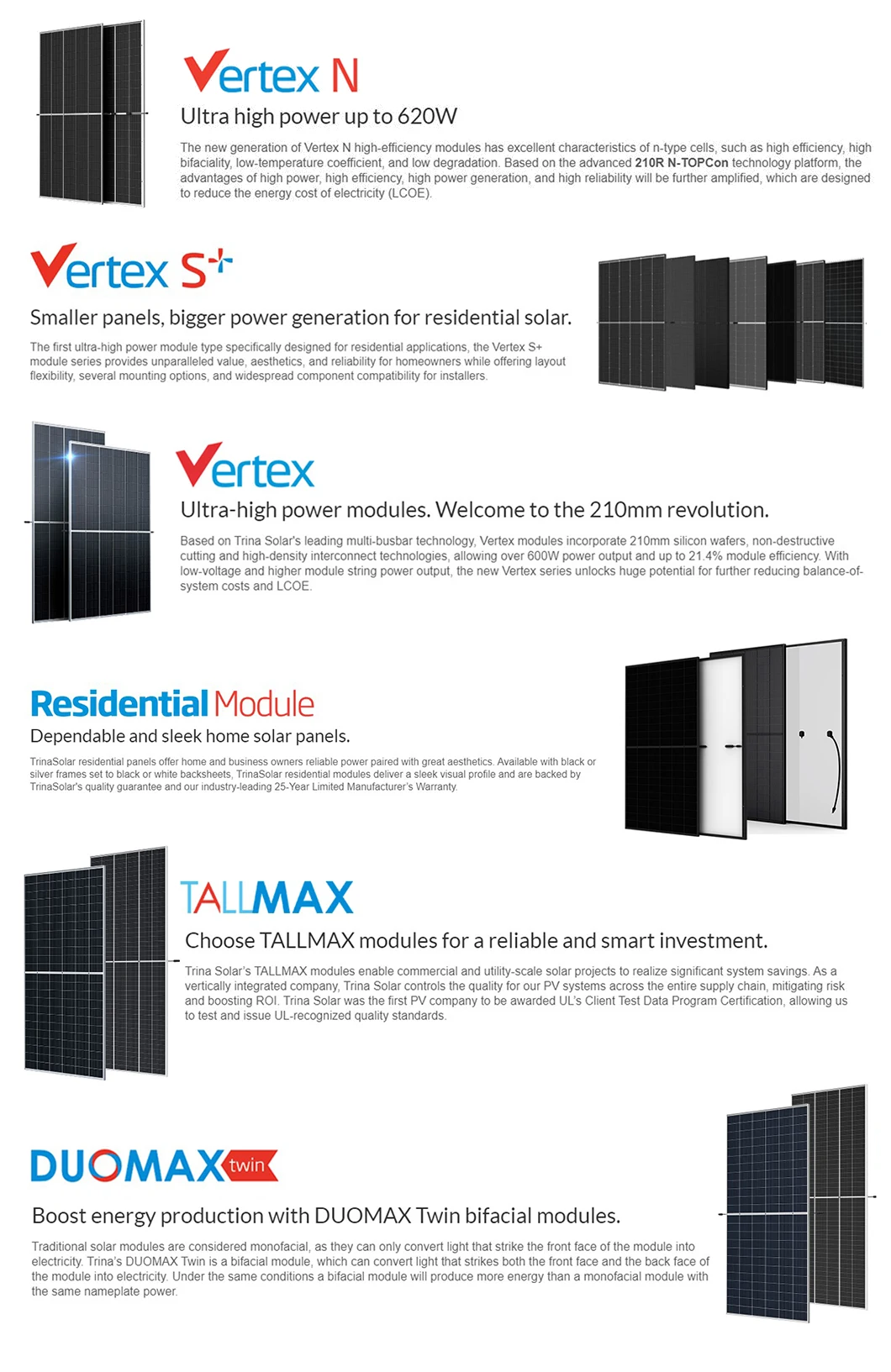 Trina Vertex Bifacial Tsm-deg20c20 Solar Panels 440w 445w 450w N Type ...
