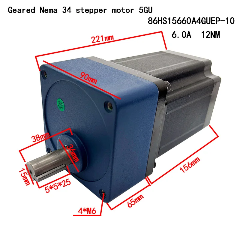 Sumtor Hybrid Motor Stepper Electric 5GU10KB Nema 34 Gearbox 12Nm 86HS15660A4-GU10 for Cnc ...