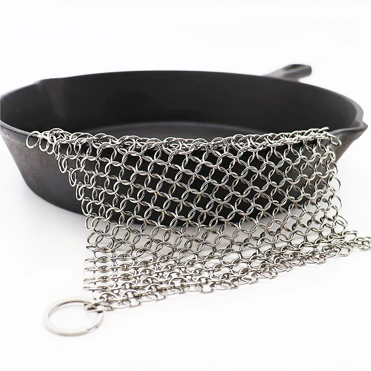 Stainless Steel 304 Chain Mail Scrubber for Kitchen Cleaning