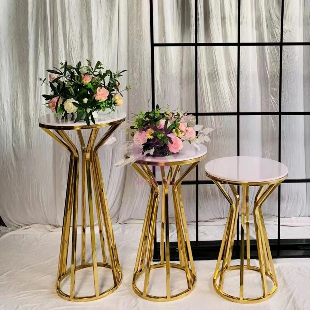 White Top Gold Cinderella Stand Pedestal Set for Wedding Cakes