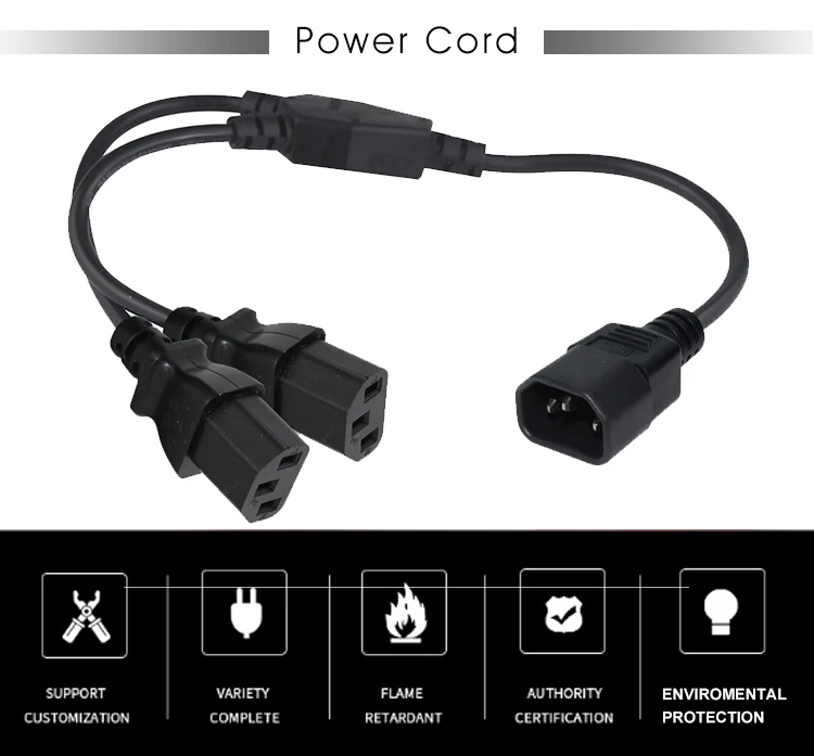 Iec Connector Socket Y Splitter Iec Male Female Ac Plug 2xc13 C14 Power ...