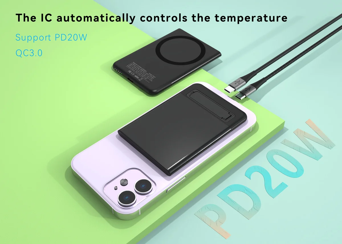 Oem Ultra Slim Pd20W Portable Mobile Power Bank 15W Magnetic Wireless ...