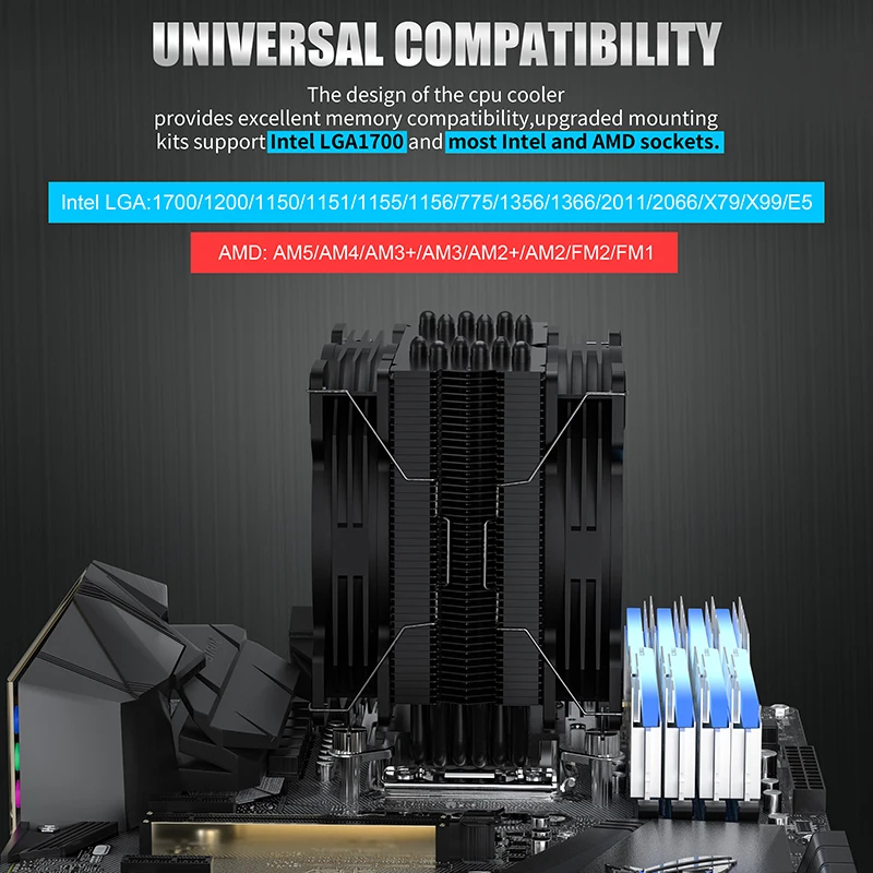 Snowman Bm6000 Dual Rgb Pwm Cpu Cooler - Premium 6 Heatpipe,Auto ...