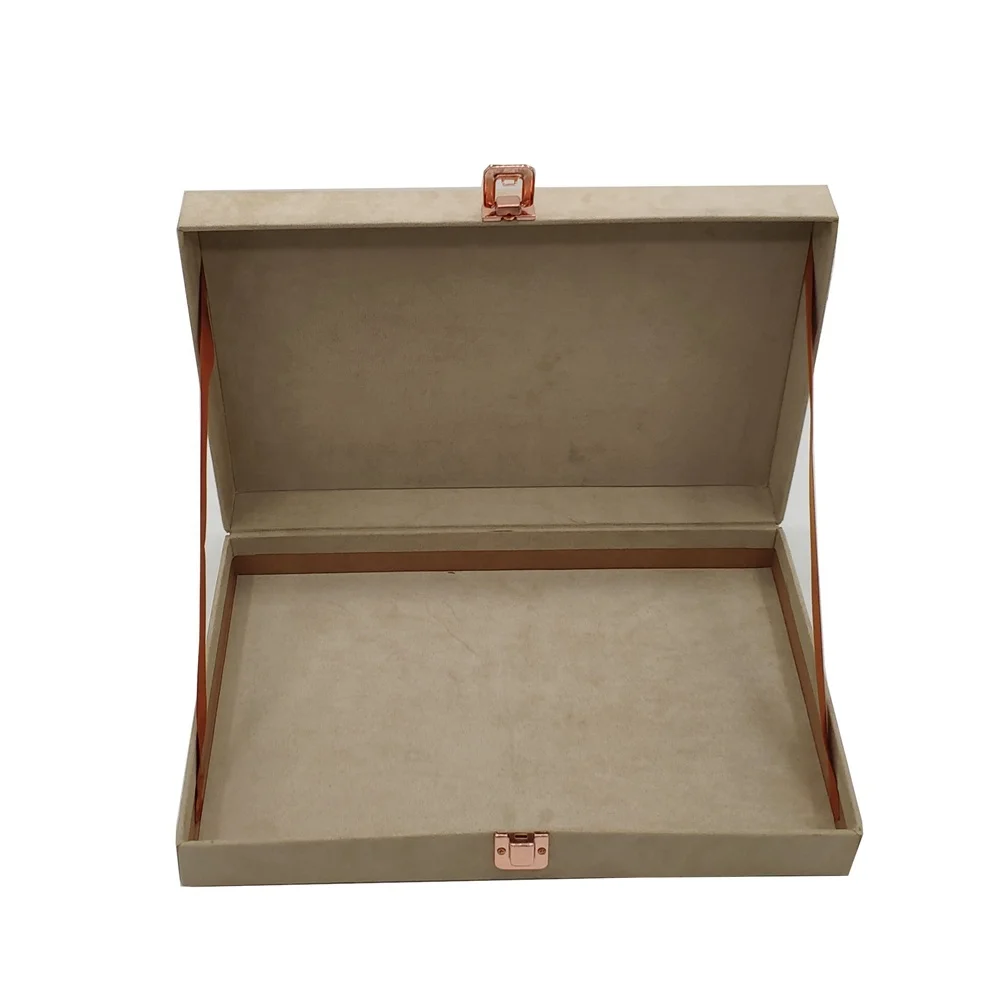 High End Custom Foil Logo Keepsake Gift Suede Box With Metal Lock - Buy ...