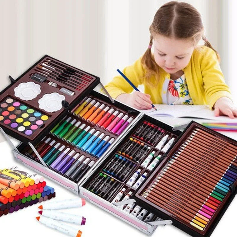 145 Piece Dual Layers Classic Art Sketching Pencil Watercolor Painting ...