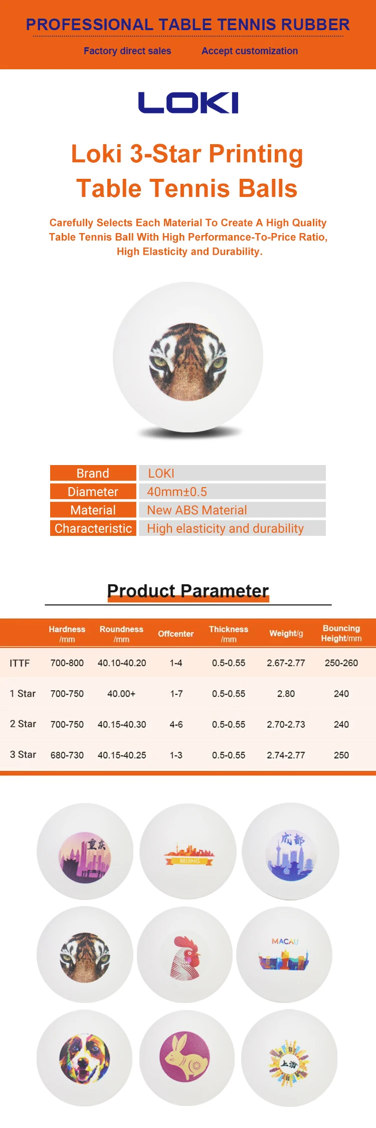 Loki 3-Star Official Size and 40mm Pingpong Ball Durability and High ...