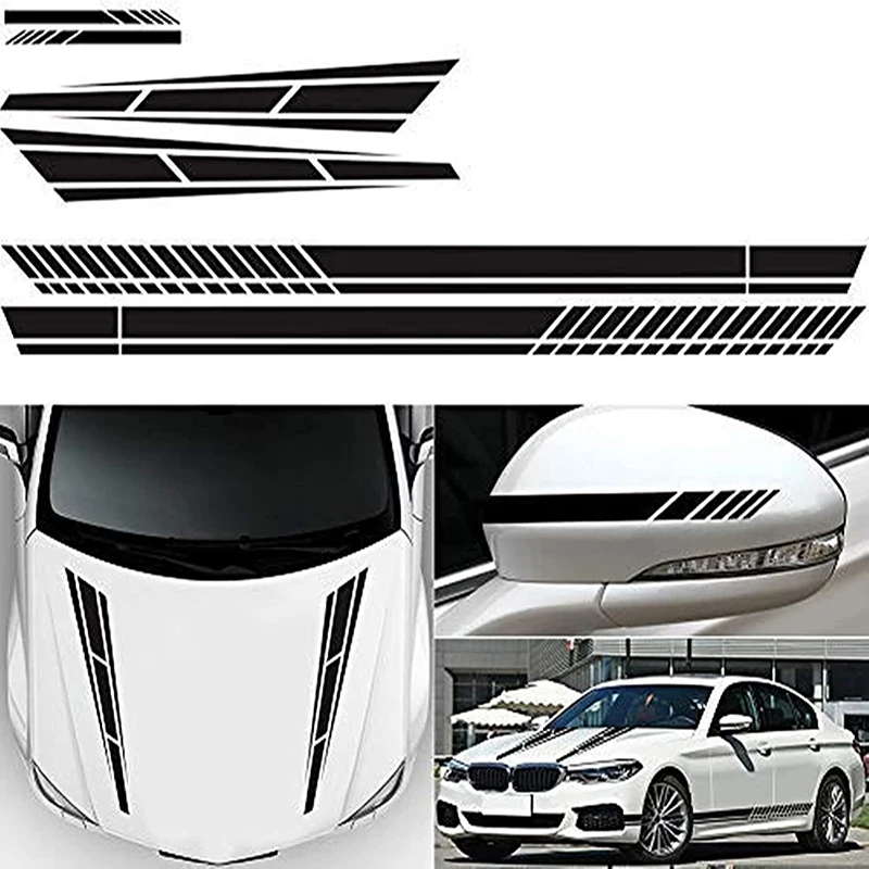 6pcs Car Side Body Vinyl Decal Sticker Racing Long Stripe Decals ...