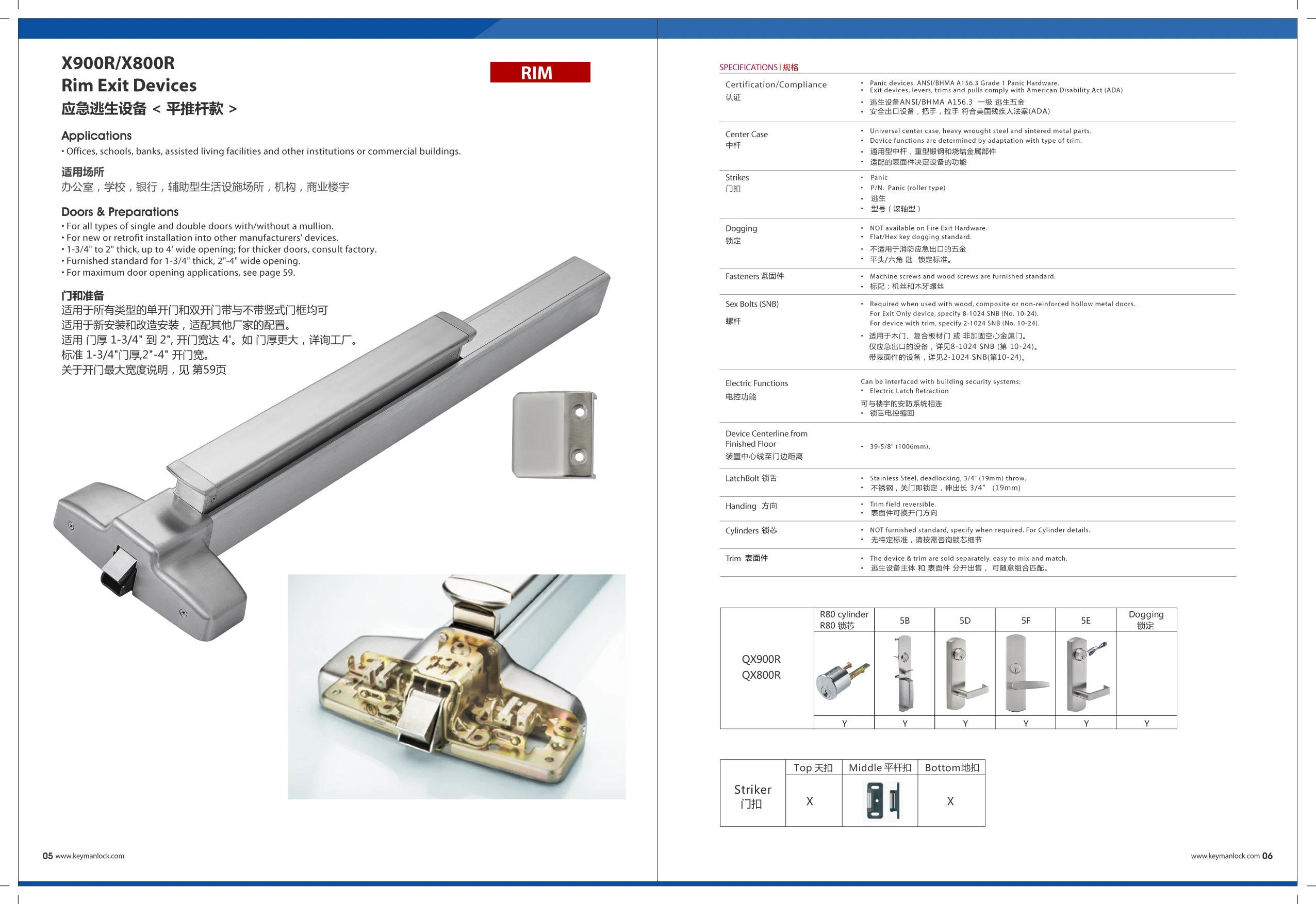 Keyman Ansi Grade 1 Anti Panic Exit Device With Mortise Lock And Panic ...