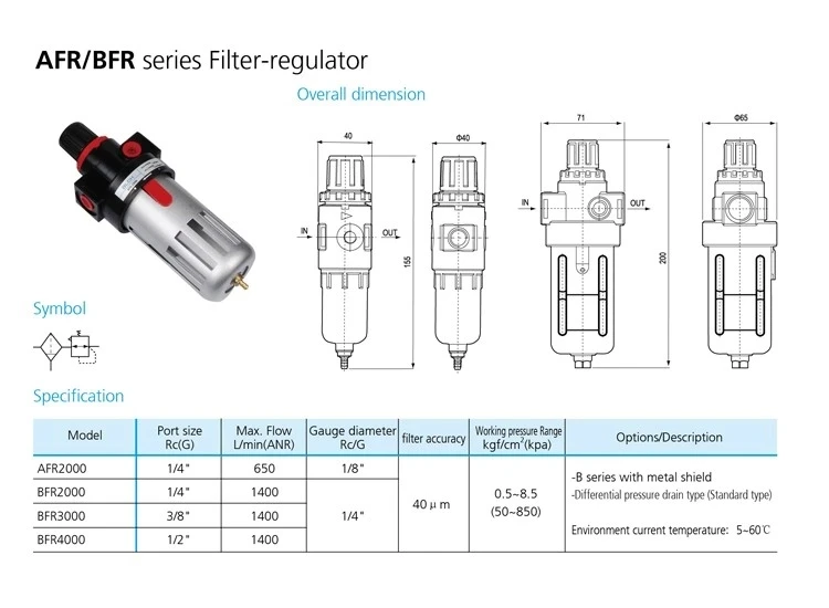 AFR Series Pneumatic air Filter air Source Treatment Device Filter ...