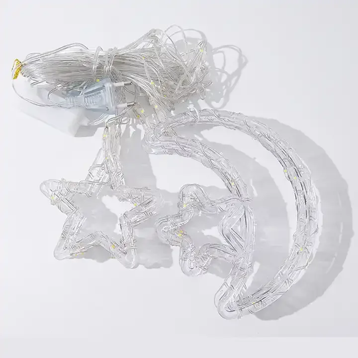 Moon Star LED Curtain Lights Garland EID Mubarak Ramadan Decoration ...